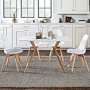 Lecut Dining Table with MDF Top and Metal Legs Modern Mid Century Rectangle Kitchen Table for Dining Room Living Room Small Spaces 47Inch White
