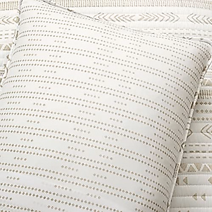 Lush Decor Hygge Stripe Oversized Reversible 3 Piece Quilt Set, Full/Queen, Neutral & White