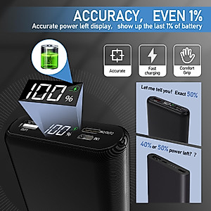 Heated Vest Battery Pack 26800mAh Power bank,22.5W Fast Charge 5v 2a Portable Charger With LCD Display Phone Charger,Dual Input Output USB-C Compatible With Heated Jacket iPhone Samsung iPad etc