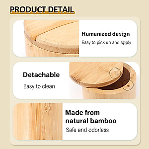 Salt Box Bamboo Salt Container with Swivel Lid, 2Pack Bamboo Salt and Pepper Box, Bamboo Salt Bowl Salt Cellar Easily Open and Seal Salt Holder Dish, Spice Cellar for Storing Salt Pepper Sugar Herbs