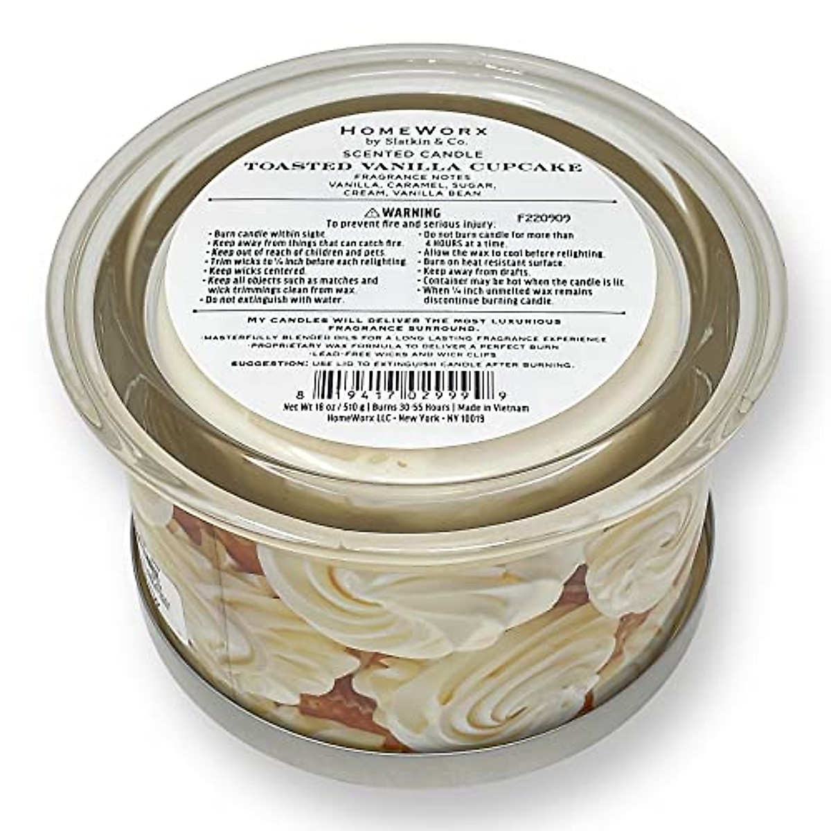 HomeWorx by Harry Slatkin 4 Wick Candle, 18 oz, Toasted Vanilla Cupcake Candle