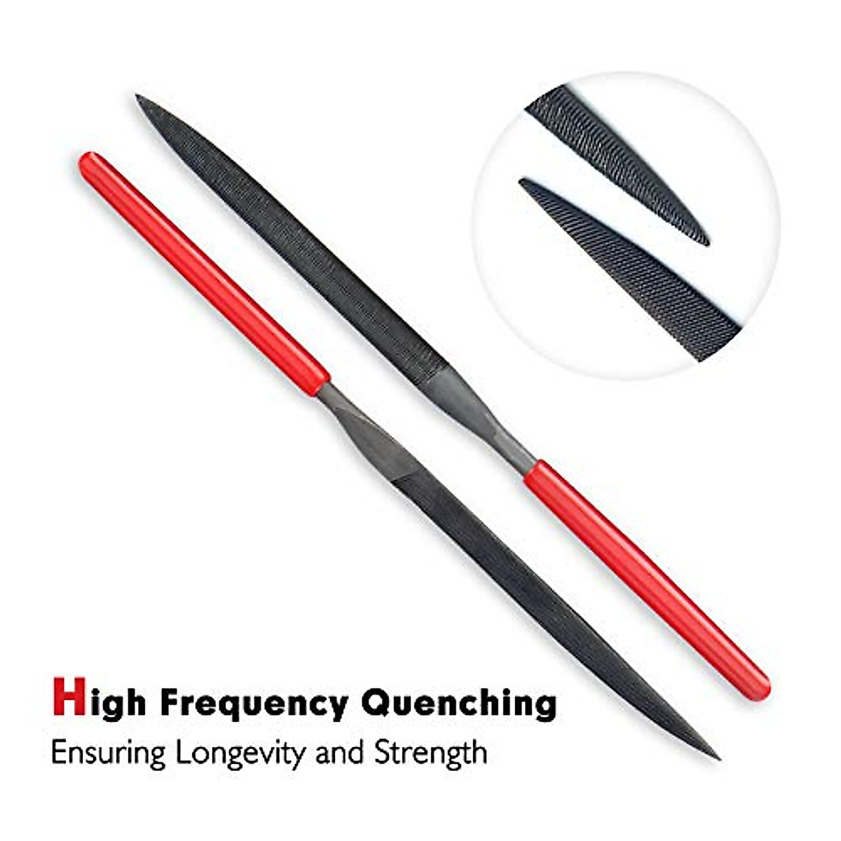 10Pcs Needle File Set Hardened Alloy Strength Steel Files- Mini Needle File Set Includes Round, Tapered Round, Half Round, Barrette, Crossing, Knife, Equaling, Warding, Square, and Three Square