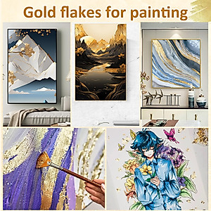 CHMI Gold Foil Flakes for Resin -15g, Jewelry Making, Imitation Gold Foil Flakes Metallic Leaf for Nails, Painting, Crafts, Slime and Resin Jewelry Making (Gold, Silver, Copper Colors)