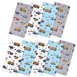 Excavator Fat Quarters Fabric Bundles,9 PCS Construction Truck Tractor Fabric Bundles,20 x 20 Inches Cotton Polyester Quilting Fabric Material Scraps for Sewing Quilting Patchwork Artcraft DIY