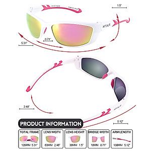 Myiaur Polarized Sports Sunglasses for Women Men UV Protection Mirrored Lens Sturdy Stylish Wrap Around Shades M8140