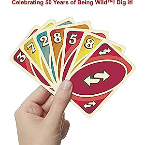 Mattel Games UNO Iconic Series 1970s Matching Card Game Featuring Decade-Themed Design, 112 Cards for Collectors, Teen & Adult Game Night, Ages 7 Years & Older.