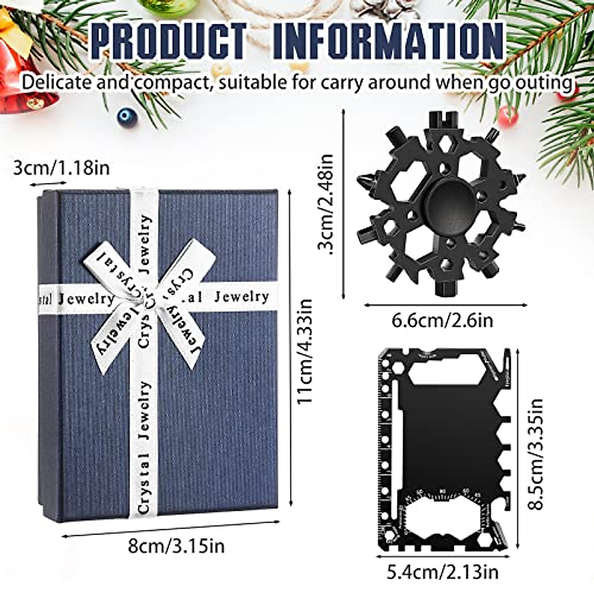 Stocking Stuffers Ideal Gifts for Christmas, Men, Dad, Husband, Boyfriend,46-in-1 Wallet Multitool Credit Card and Pocket Snowflake Multi Tools Cool Gadgets Tools Anniversary Birthday Gift