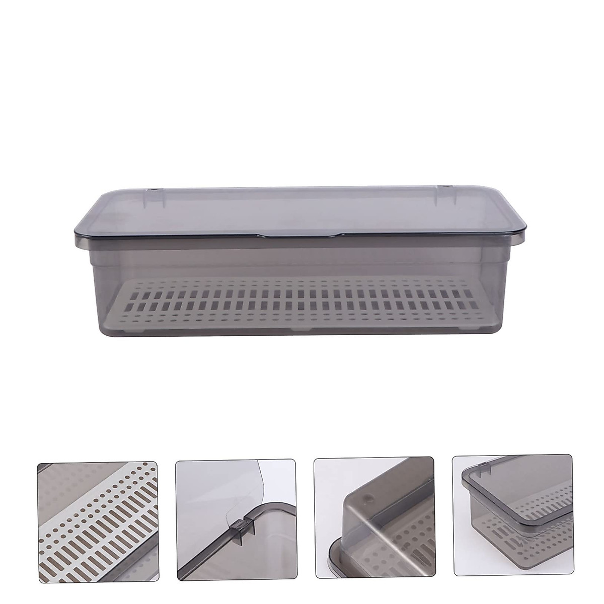 Tofficu Flatware Tray Kitchen Drawer Organizer with Lid Cutlery and Utensil Drawer Organizer Kitchen Cutlery Fork Utensil Storage Container Drain Rack Basket Storage Holder Organizer (Black)