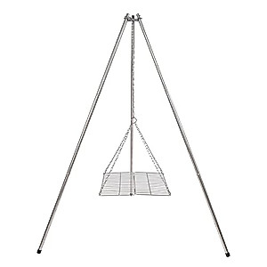 REDCAMP Campfire Tripod, Folding Camping Grill with Grill Grate, Tripod Cooker for Cooking,Ourdoor BBQ