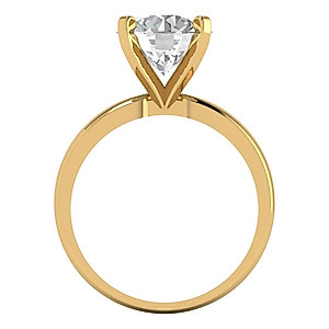 3 Ct Brilliant Round Cut Clear Simulated Diamond 14K Yellow Gold Solitaire Engagement Promise Bridal Ring Size 3.5