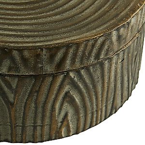 Deco 79 Metal Bird Living Room Decorative Jars Carved Decorative Container, Set of 2 Jar with Lid 7", 6"H, Bronze