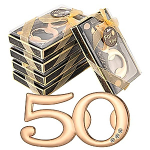 24 PCS 50th Birthday Party Favors 50 Shaped Bottle Openers 50th Birthday Golden Wedding Gifts Souvenirs for Guest , Party Decorations