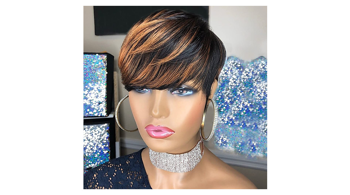 PangDongLai Pixie Cut Wigs for Black Women Pixie HairCut Human Hair ...