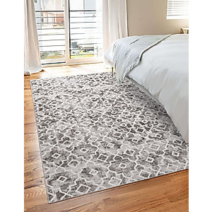 Moynesa Washable Area Rug- 3x5 Moroccan Entryway Throw Rug Non-Slip Kitchen Carpet Runner Modern Geometric Faux Wool Distressed Accent Mat Soft Floor Rugs for Living Room Bedroom Dining