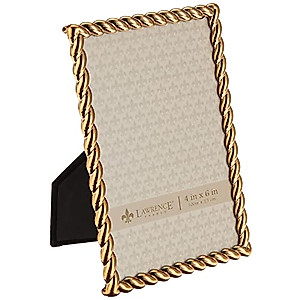 Lawrence Frames Rope Design Metal Frame, 4x6, Gold