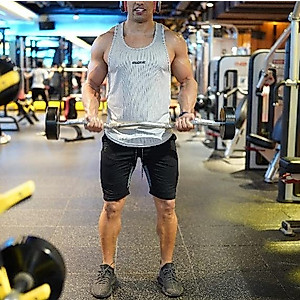 BROKIG Mens Thighs Mesh Gym Workout Shorts, Bodybuilding Slim Athletic Running Shorts for Men with Zipper Pockets (Black,Medium)