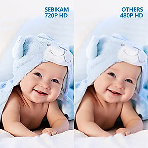 Sebikam Baby Monitor,5''LCD Display,Pan-Tilt-Zoom Video Baby Monitor with 1080P Camera and Audio, Night Vision, Two Way Talk,Temperature,5 Lullabies and 1000ft Range No WiFi for Baby/Elderly