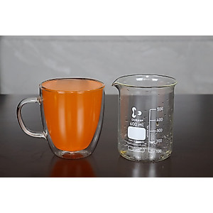 BothEarn Glass Coffee Mug Set of 2 - Double Wall Clear Espresso Cup with Large Handle, Great for Latte, Cappuccino and Juice, 19 Ounce (560 ml), BE026