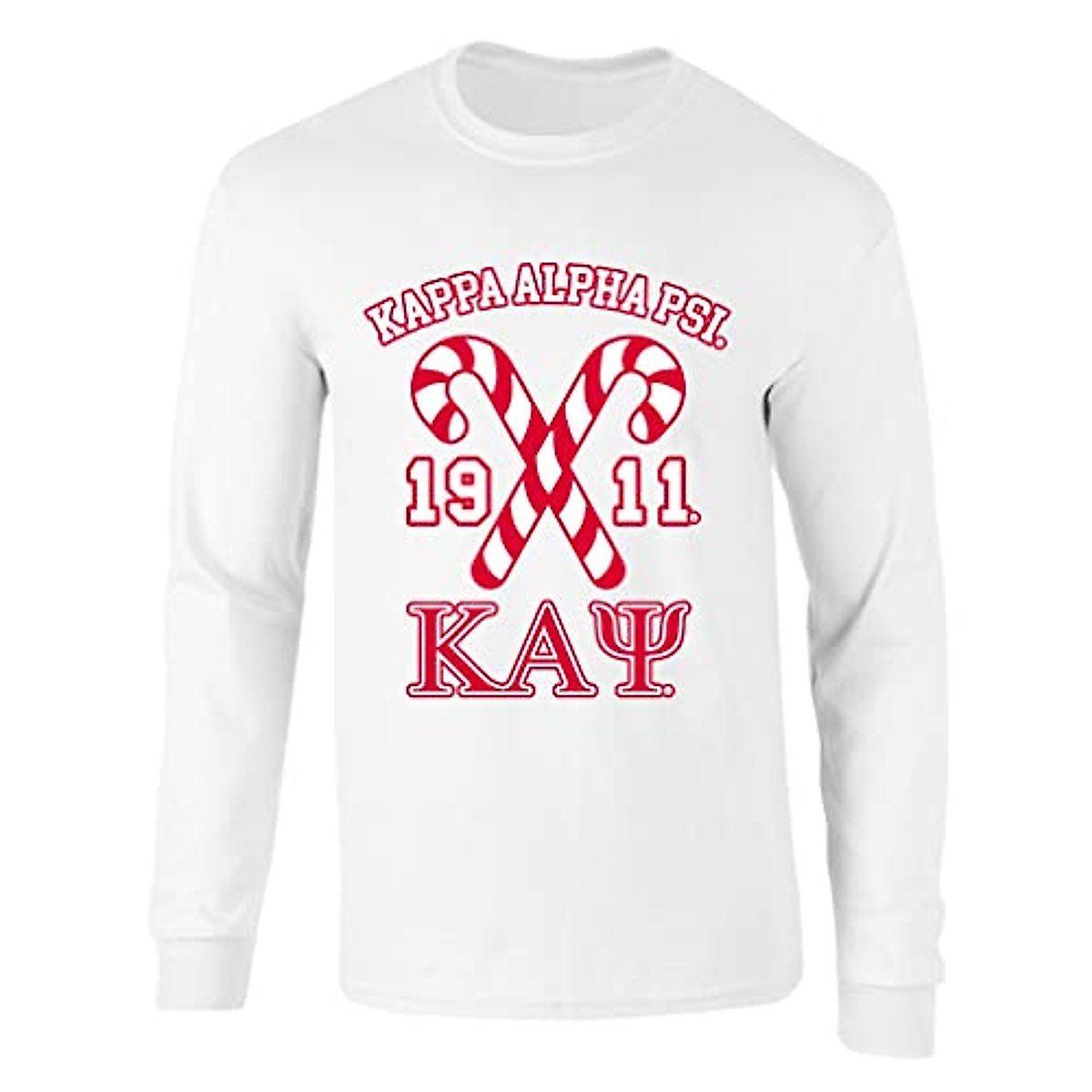 Kappa Alpha Psi Fraternity Canes Graphic Print Long Sleeve T Shirt Red Small Regular