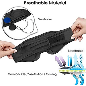 Sleep Headphones Eyemask, Bluetooth 3D Sleep Eye Mask 2 in 1, 100% Blackout Adjustable Eyeshade with Ultra-Thin Stereo Speaker, Noise Cancelling Music Headsets for Sleep Travel Relaxation, Meditation