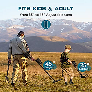 Metal Detector Tilswall Professional for Kids, High Accuracy Adjustable, 8.5 Inch Search Coil Waterproof with LCD Display, All Metal & Disc Mode Easy to Use