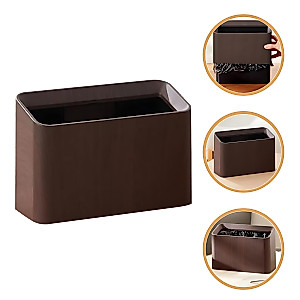 AIWE7D Mini Desk Trash Can, Desktop Trash Can Wood Grain, Uncovered Retro Wastebasket for Kitchens, Offices, Living Room, Makeup Table (Walnut)