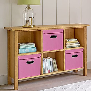 NieEnjoy Closet Organizers Fabric Storage Cube Bins with Lids collapsible storage bins basket with Handles ,Storage Boxes for Organizing,3 Pack (Pink)