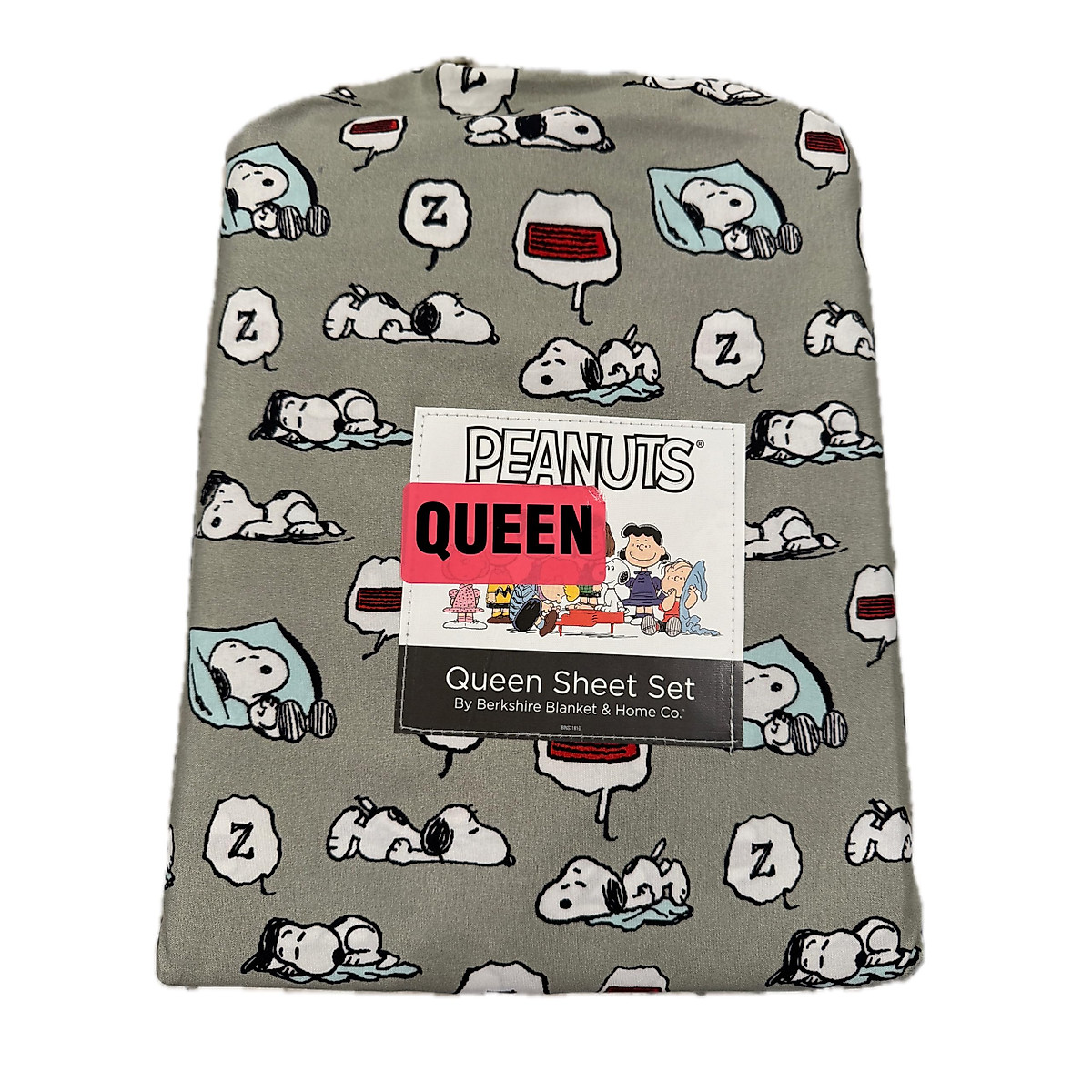 Berkshire Blanket & Home Co Peanuts & Friends Sheet Set (Gray - Naptime Zzzz, Queen)