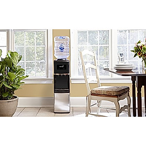 Primo Top-Loading Water Dispenser - 3 Temp (Hot-Cool-Cold) Water Cooler Water Dispenser for 5 Gallon Bottle w/Child-Resistant Safety Feature, Black and Stainless Steel, 3 Spout