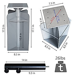 EliteShade USA In-ground Umbrella Base Stand Umbrella Holder for Both Offset Cantilever Umbrella and Middle Pole Patio Umbrella, Silver, Bonus Umbrella Pole Holder