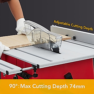 Table Saw, 10In Portable Table Saw 1800W, Cutting Speed Up to 5000RPM, 90°Cross Cut & 0-45°Cutting, Adjustable Blade Height for Woodworking, DIY Working