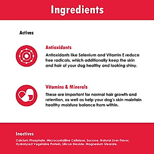 Derm Tabs Regular Strength for Dogs - Natural Oil, Vitamins, Minerals, and Antioxidants - Support Healthy Skin and Reduce Shedding - 120 Chewable Tablets