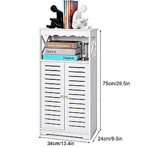 NOKAMW Bathroom Storage Cabinets,White Floor Free Standing Cabinet,Home Waterproof Storage Furniture for Bedroom Kitchen Hallway,Cupboard Unit with Daily use Layer,75x24x34cm.