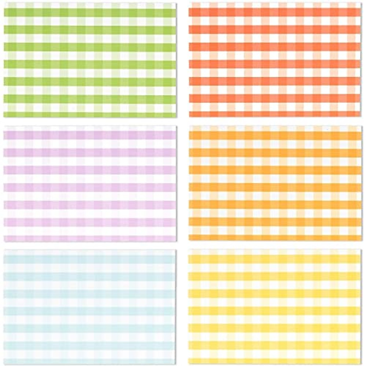 48 Pack All Occasion Greeting Cards Bulk – Colorful Picnic Blanket Pattern Gingham Designs - Note Cards Boxed Set With White Envelopes - Blank on the Inside - 4 x 6 Inches