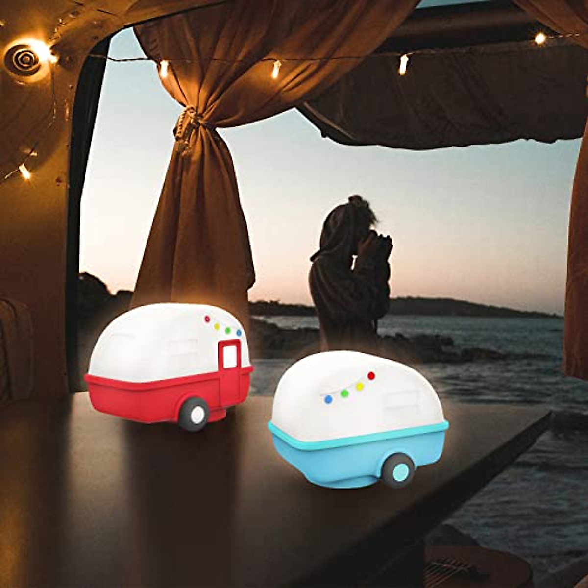 Nianjida Camper Night Light for Kids, 2pcs RV Design Warm Nursery Night Lights with Battery Powered, Cute Lamp for Boys and Girls, Portable Nightlights for Children, Toddlers, RV Gifts