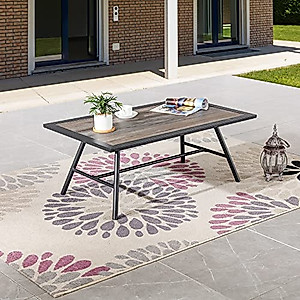 LOKATSE HOME Rectangle Metal Patio Coffee Table All-Weather Outdoor Furniture for Deck Poolside Garden, Black