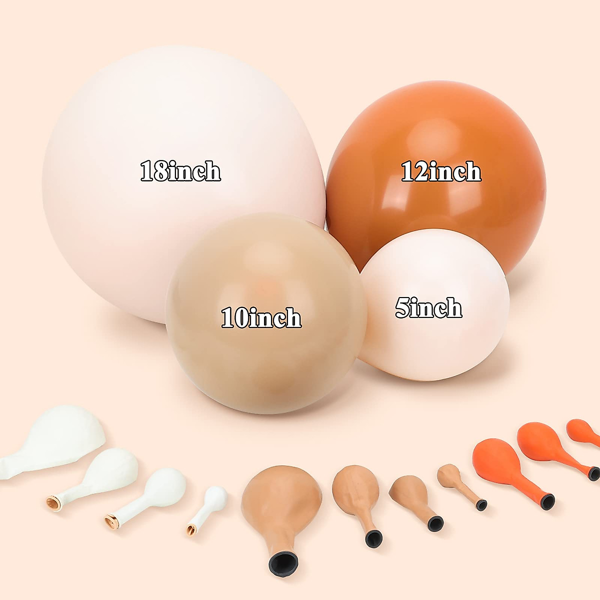 Rubfac 134pcs Boho Balloon Garland Arch Kit Double-Stuffed Matte Orange Cream Peach Apricot Balloons for Wedding Birthday Baby Shower Party Decor