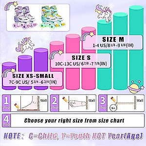 Roller Skates for Girls Boys Kids, 4 Sizes Adjustable Toddler Roller Skates Shoes with Light up, All 8 Wheels of Girl's Skates Shine, Safe and Fun - Best Birthday Gift for Indoor Outdoor Sports