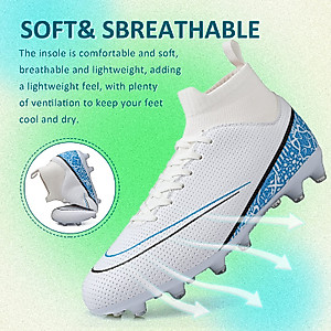 Soccer Cleats Mens Football Cleats Women Tacos de Futbol para Hombre Soccer Shoes for Big Boy Tacos de Futbol Zapatos de Futbol para Hombres Outdoor Soccer Shoes High Top Football Boots AG/FG