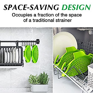 Pasta Strainer and Pot Strainer Kitchen Gadgets - Adjustable Silicone Clip On Strainer for Pots Pans and Bowls Strainers for Kitchen