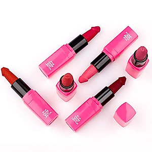 Rngduo Mushroom Head Lipstick For Women&Girls Velvet Matte High Pigmented Lustrous Lipcolor Lip Glosses Lip Liner Makeup