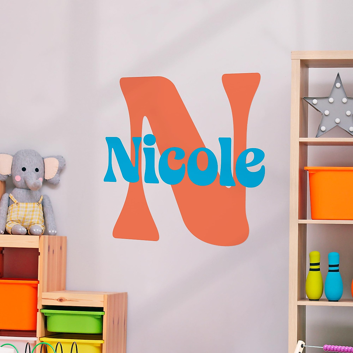 Multiple Font Personalized Name & Initial Vinyl Wall Decor I Nursery Wall Decal for Boy & Girl Decoration I Stickers Aesthetic I Multiple Options for Customization