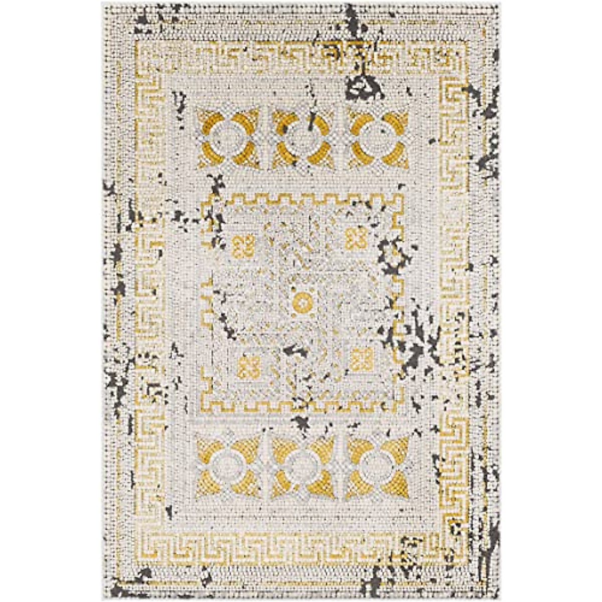 Mark&Day Area Rugs, 8x10 Herblay Updated Traditional Mustard Area Rug, Orange/Beige/Gray Carpet for Living Room, Bedroom or Kitchen (7'7" x 10'2")