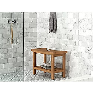 AquaTeak Patented 24" Sumba Teak Shower Bench with Shelf