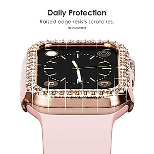 NewWays 2-Pack Bling Compatible for Apple Watch Cases 40mm SE 2022 Series 6 5 4, Protective Bumper for iWatch SE Series 4/5/6 (40mm, Rose Gold/Clear)
