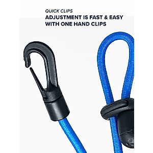 Rogue Endeavor Fishing Rod Leash & Kayak Paddle Leash Kit, Kayak Fishing & Paddle Boarding - 48" Shock Cord, Quick Release Clip, Neoprene Lined Strap and Carrying Bag (Set of 2) (Blue)