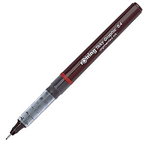 Rotring Tikky Fine Liner Fiber Tip Graphic Pen, 0.4 mm, Black Ink (1904754)