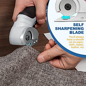 VLOXO Cordless Cardboard Cutter, Electric Fabric Cutter with Safety Lock 4.2V Electric Scissors Multi-Cutting Tools, Rechargeable Rotary Cutter Electric for Leather Felt Rug Box with Storage Box Grey