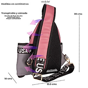 Nicole Lee Crossbody Sling Backpack, Travel Chest Bag with Bottle Holder for Women, Fashion Print (Success in New York)