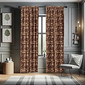 Ambesonne Coffee Window Curtains, Cafeteria Pattern with Hot Mocha Latte Milk Love Typography on Scribble Backdrop, Lightweight Decor 2-Panel Set with Rod Pocket, Pair of - 28" x 63", Beige Brown
